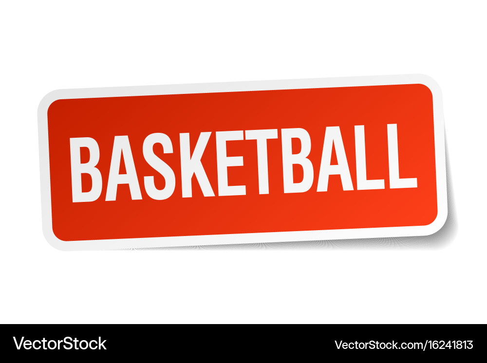 Basketball red square sticker isolated on white Vector Image