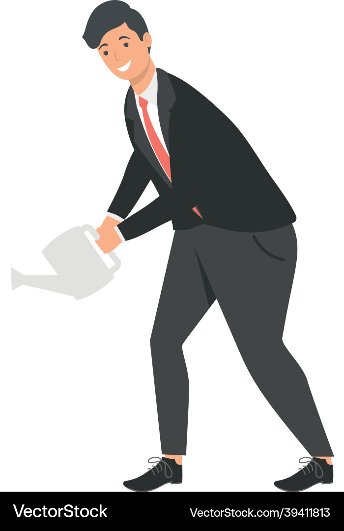 Businessman with water can Royalty Free Vector Image