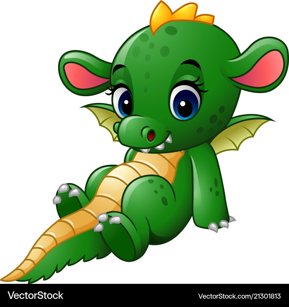 Cartoon badragon sitting Royalty Free Vector Image