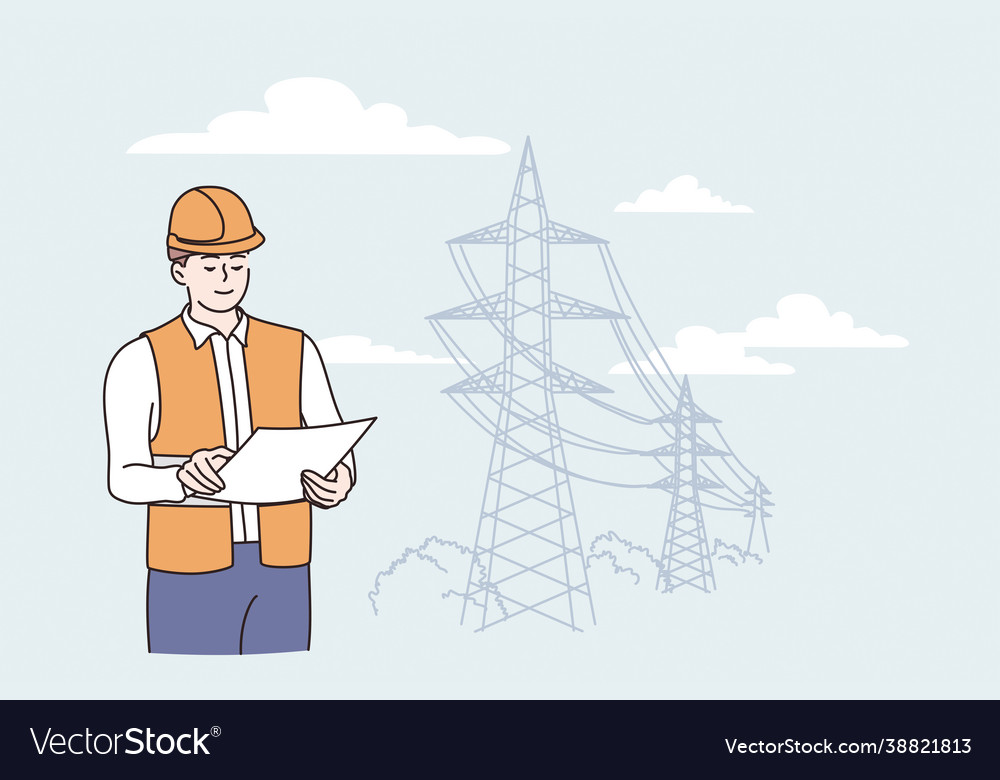 Engineer construction during work concept Vector Image
