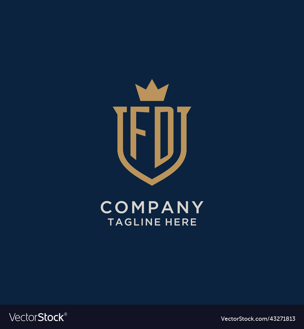 Fd initial shield crown logo Royalty Free Vector Image