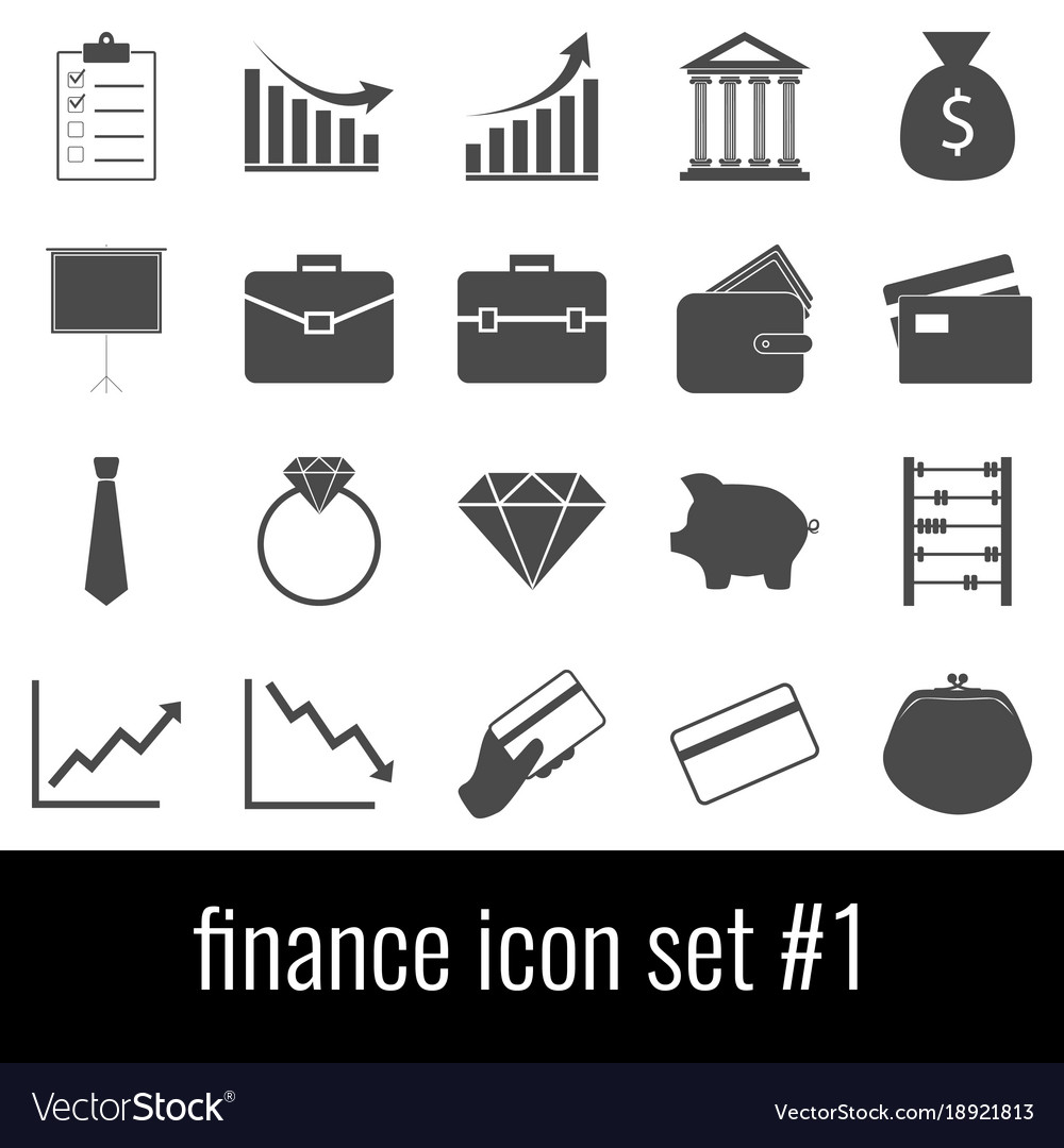 Finance icon set 1 gray icons on white Royalty Free Vector