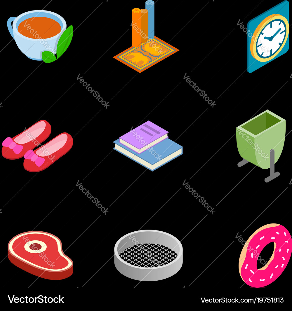 Fitment icons set isometric style Royalty Free Vector Image