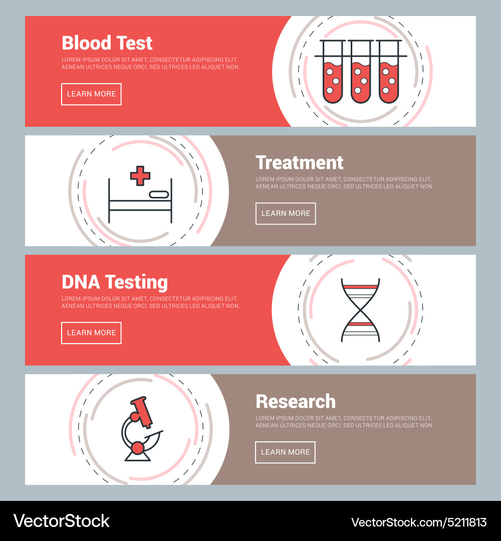 Flat design concept set of web banners blood test Vector Image