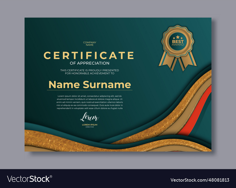 Gradient modern certificate template Royalty Free Vector