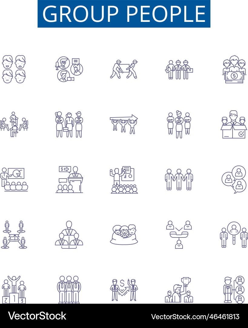 Group people line icons signs set design Vector Image