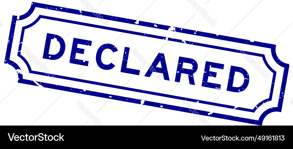 Grunge blue declared word rubber seal stamp Vector Image