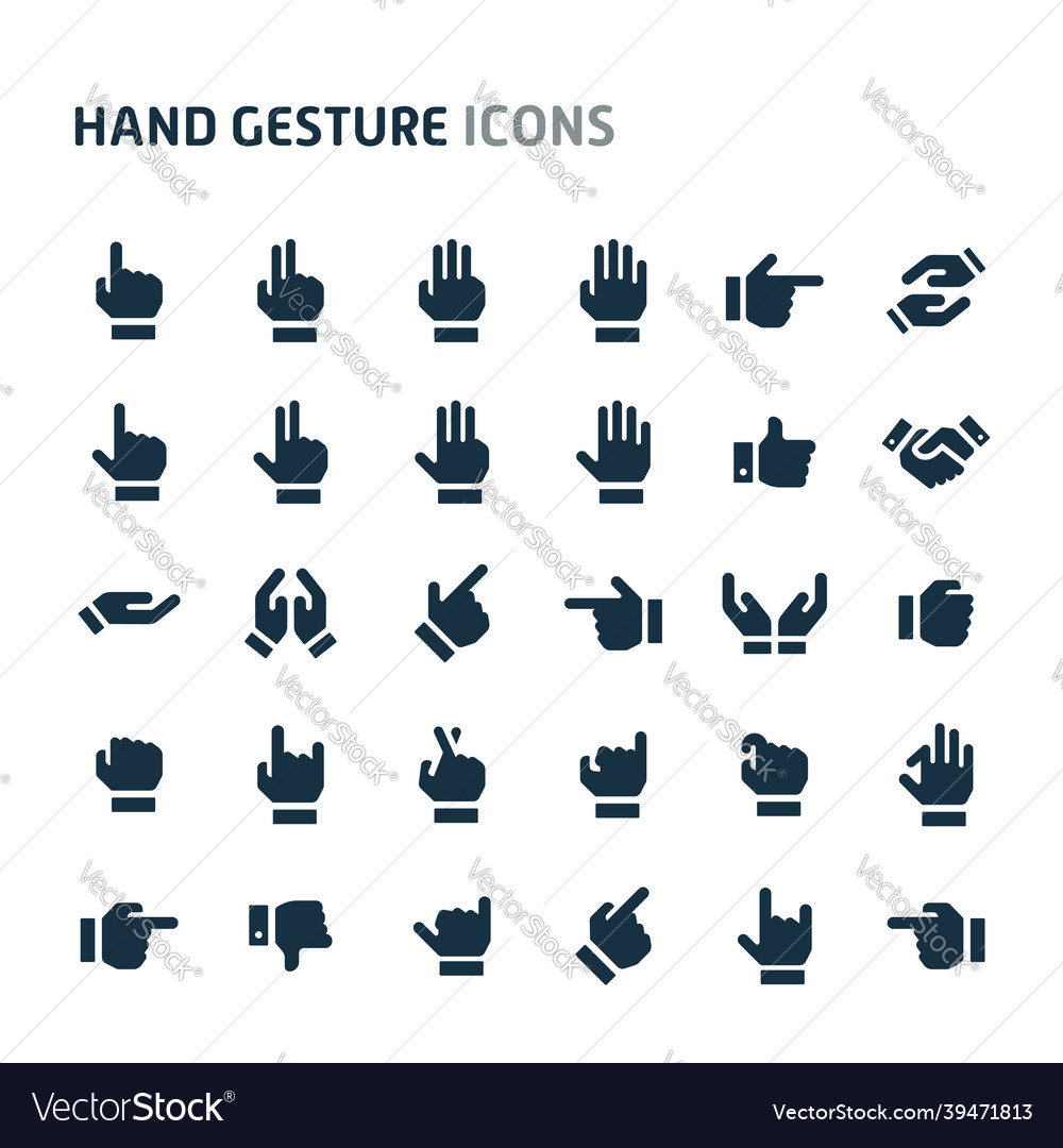 Hand gesture icon set fillio black series Vector Image
