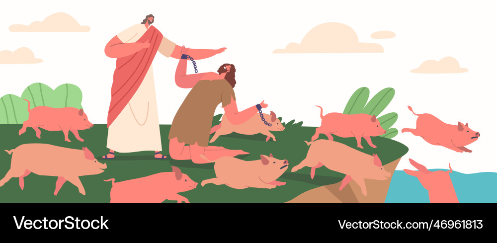 Jesus christ character expelled demon from Vector Image