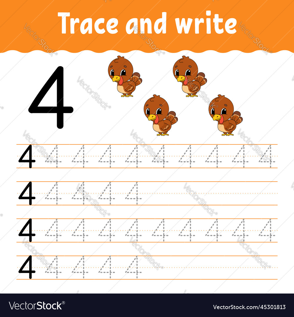 Learn numbers trace and write handwriting Vector Image