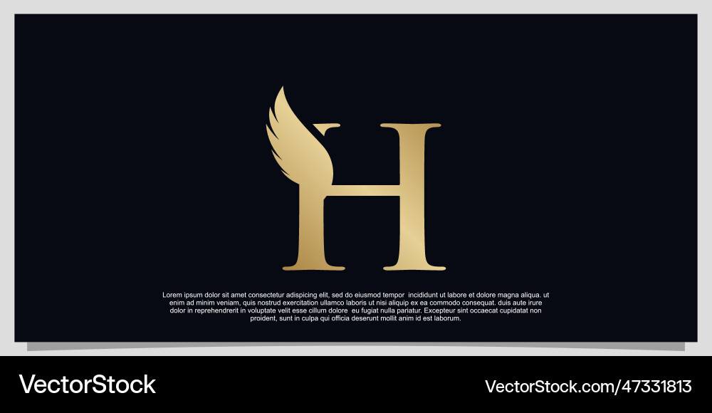 Letter h wings logo design simple concept premium Vector Image