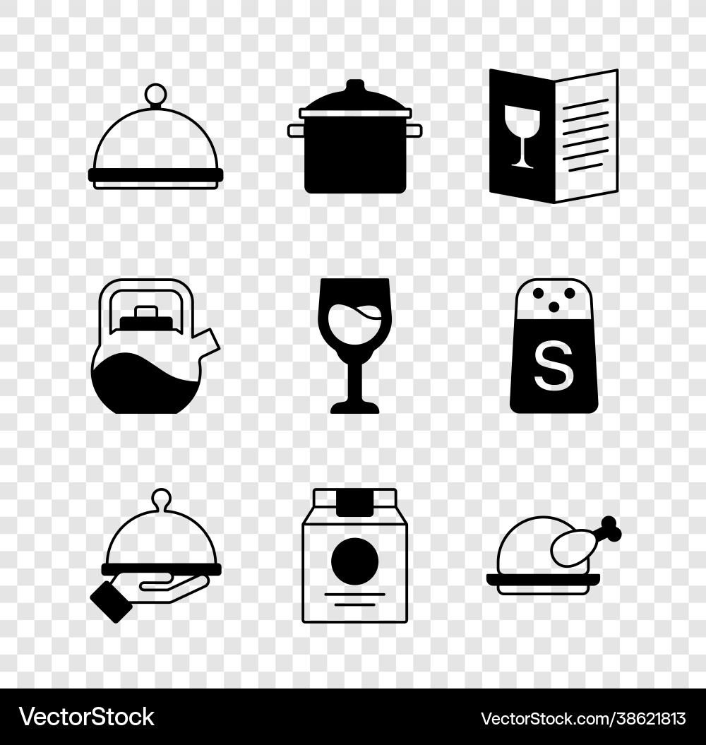 Set covered with tray cooking pot restaurant Vector Image