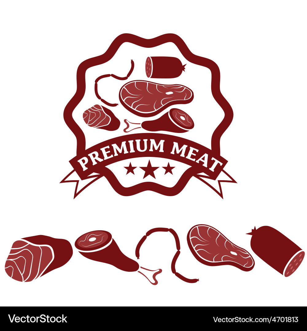 Set of different kinds meat Royalty Free Vector Image