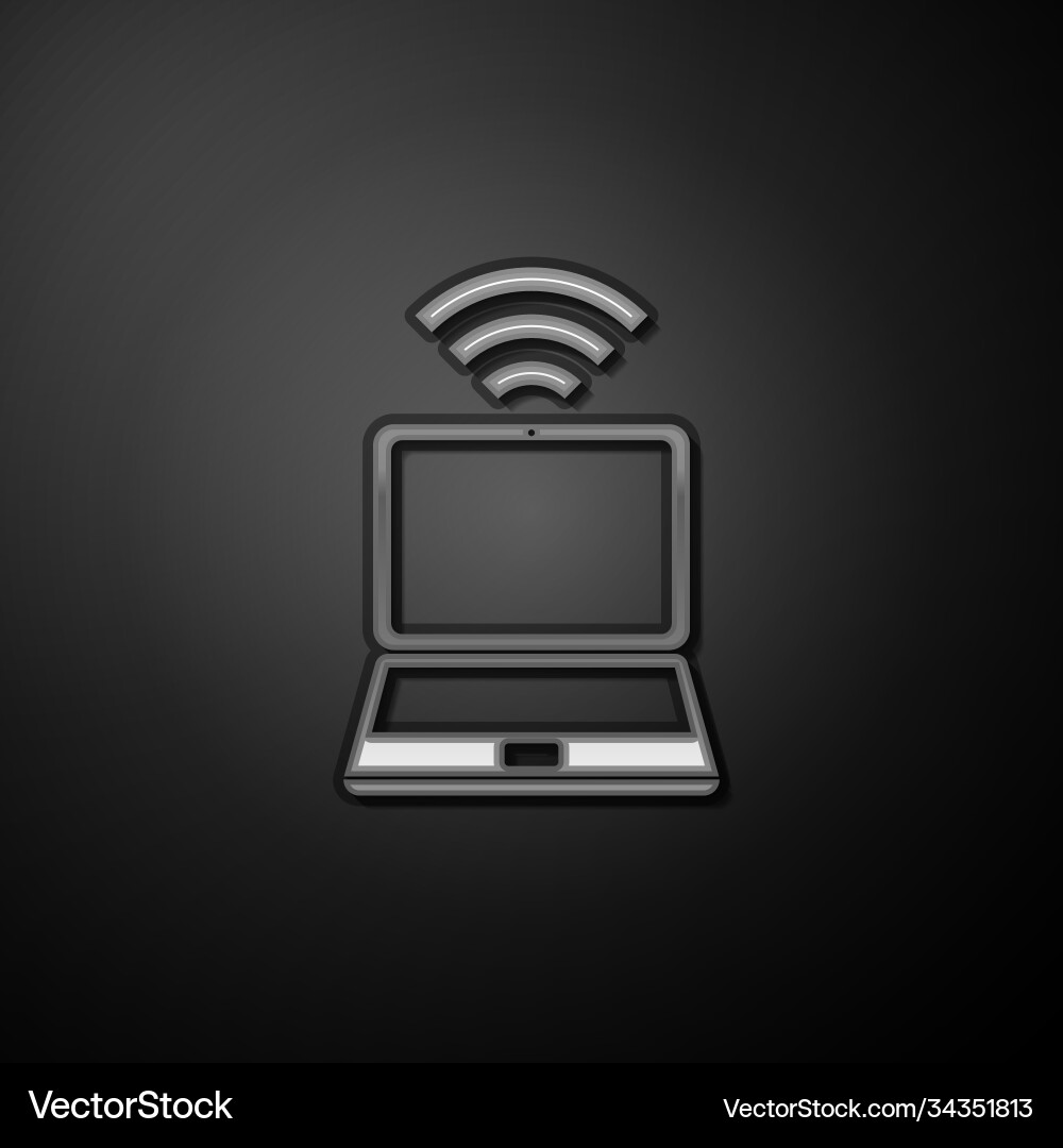 Silver laptop and free wi-fi wireless connection Vector Image