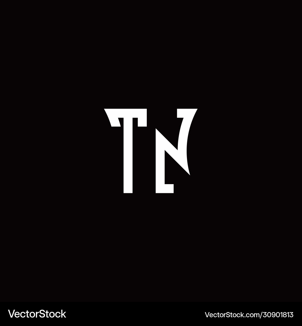 Tn monogram logo letter with curved side style Vector Image