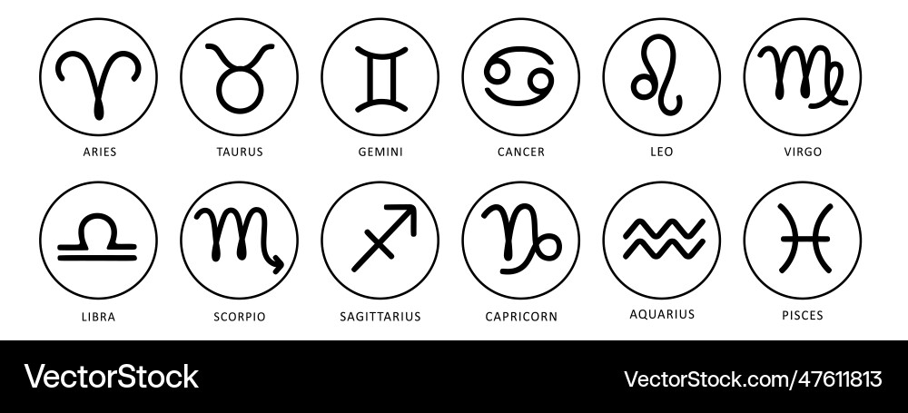 Zodiac signs set symbols Royalty Free Vector Image