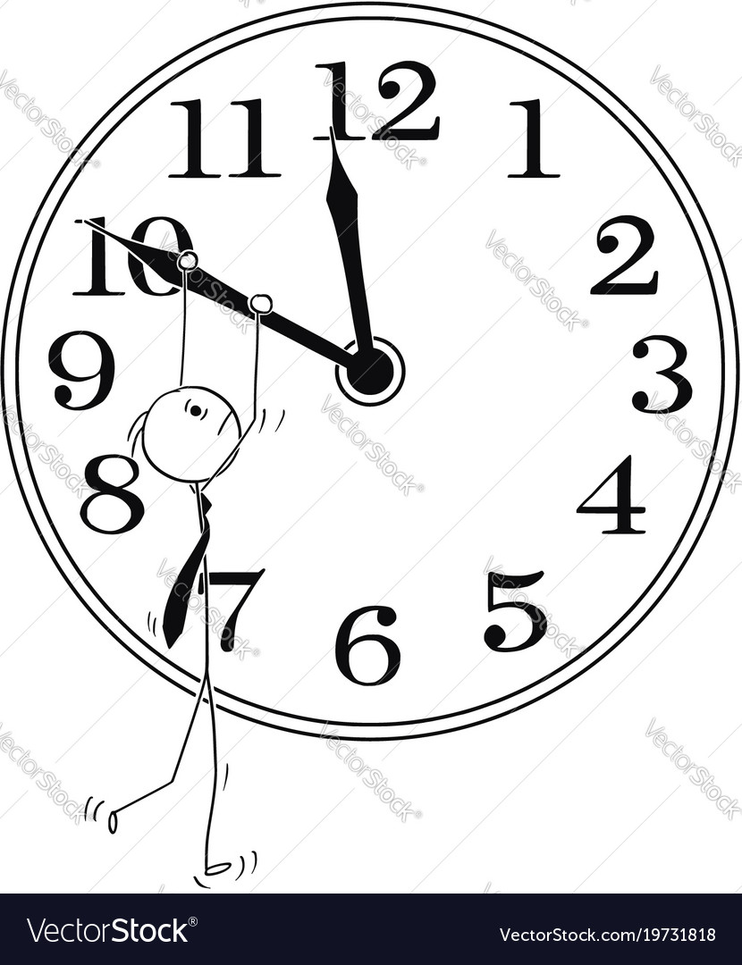 Conceptual cartoon of businessman and time Vector Image Conceptual cartoon of businessman and time Vector Image