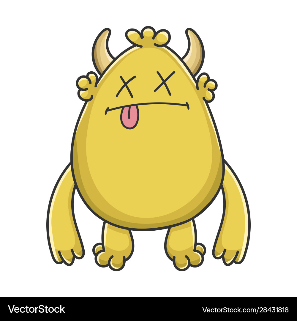 Dead yellow goblin cartoon monster Royalty Free Vector Image