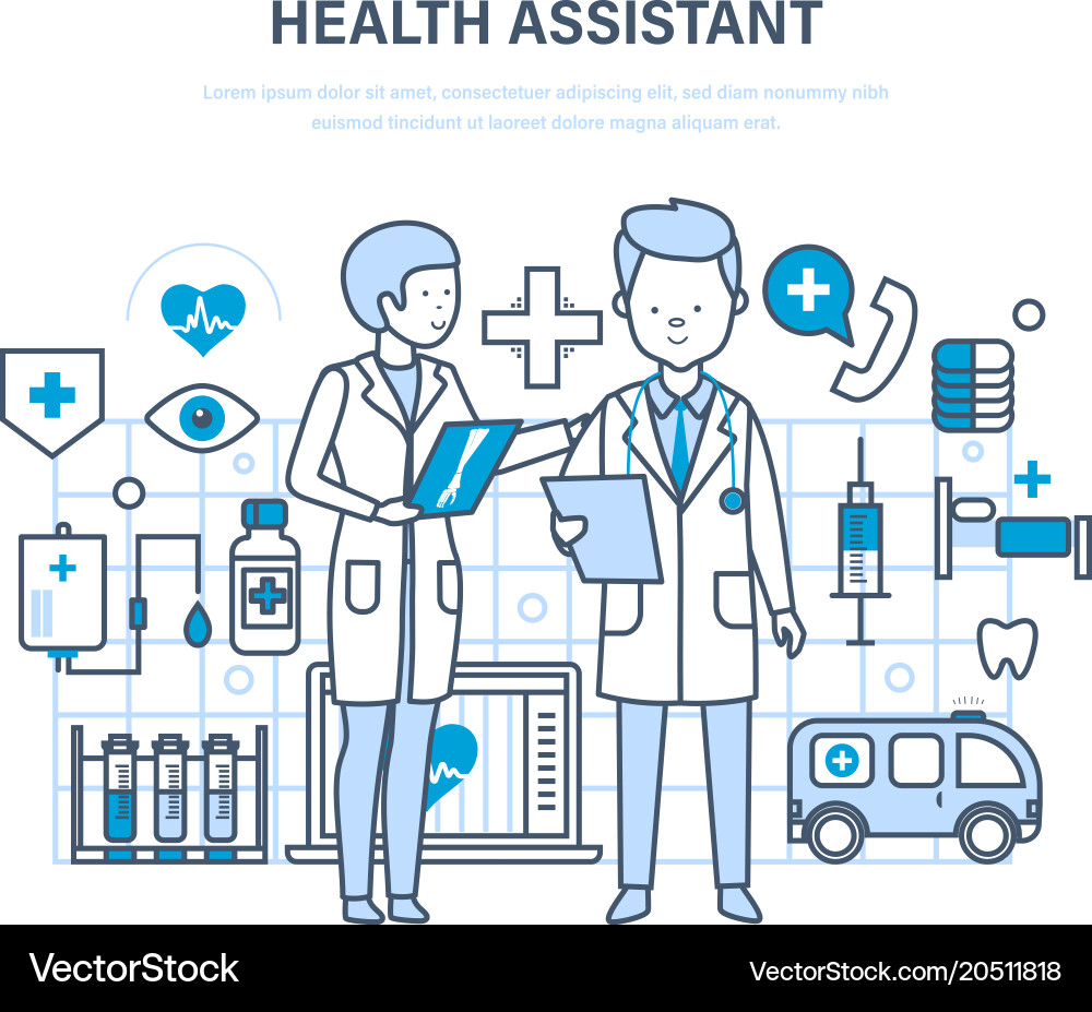 Health assistant concept joint work Royalty Free Vector
