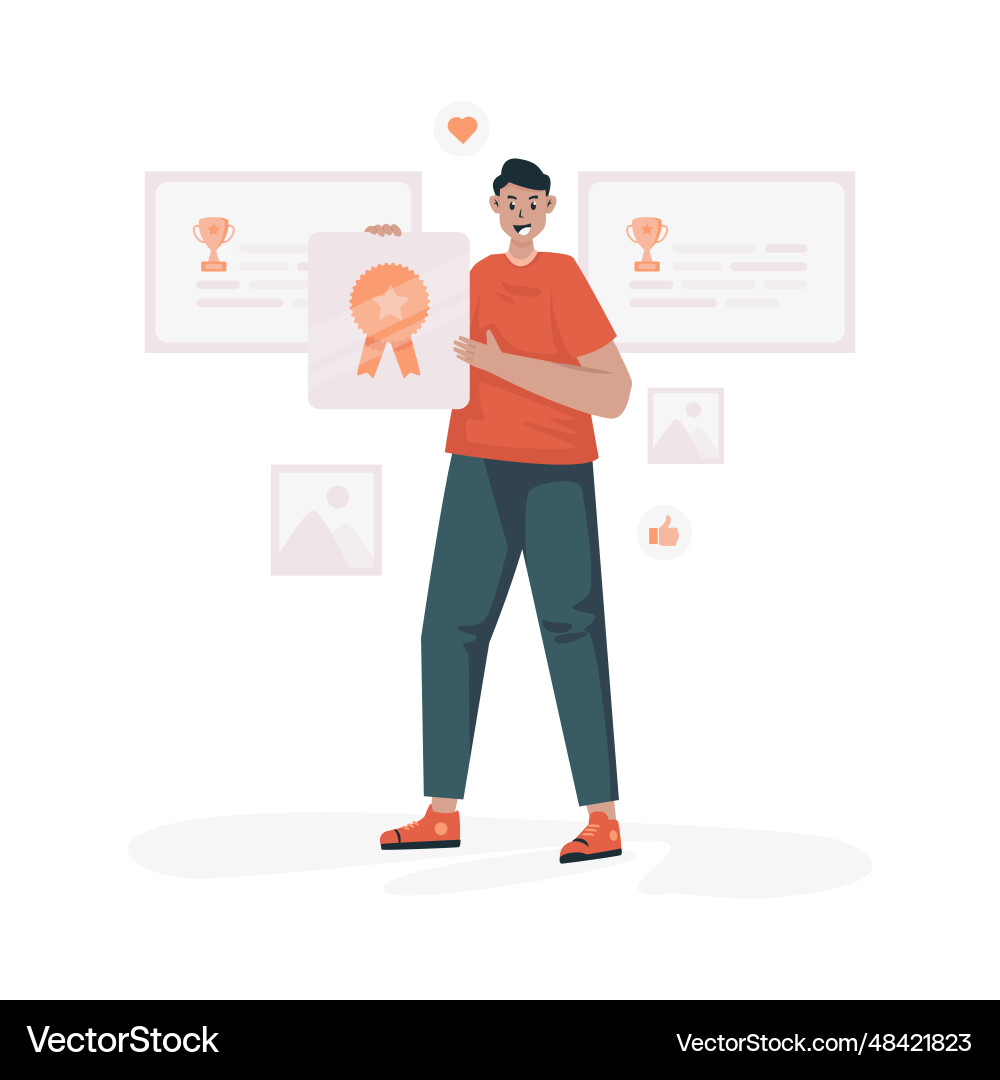 Achievement award trophy page design Royalty Free Vector