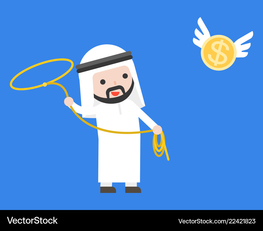 Arab businessman using lasso noose catching Vector Image
