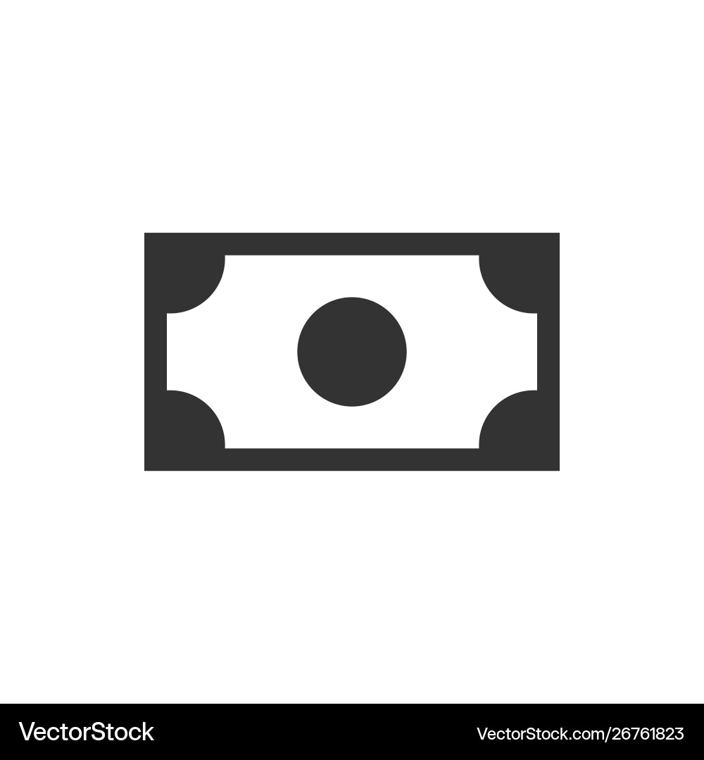 Banknote black icon on white background money Vector Image