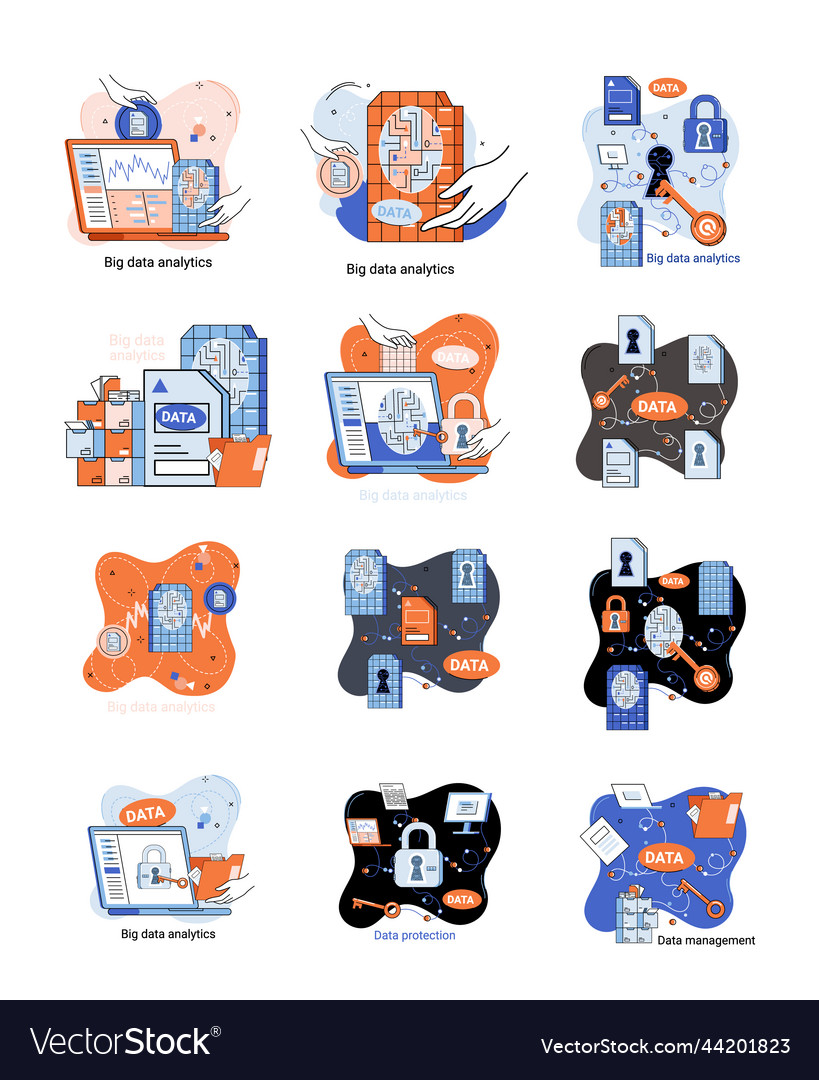 Big data analytics platform management Royalty Free Vector