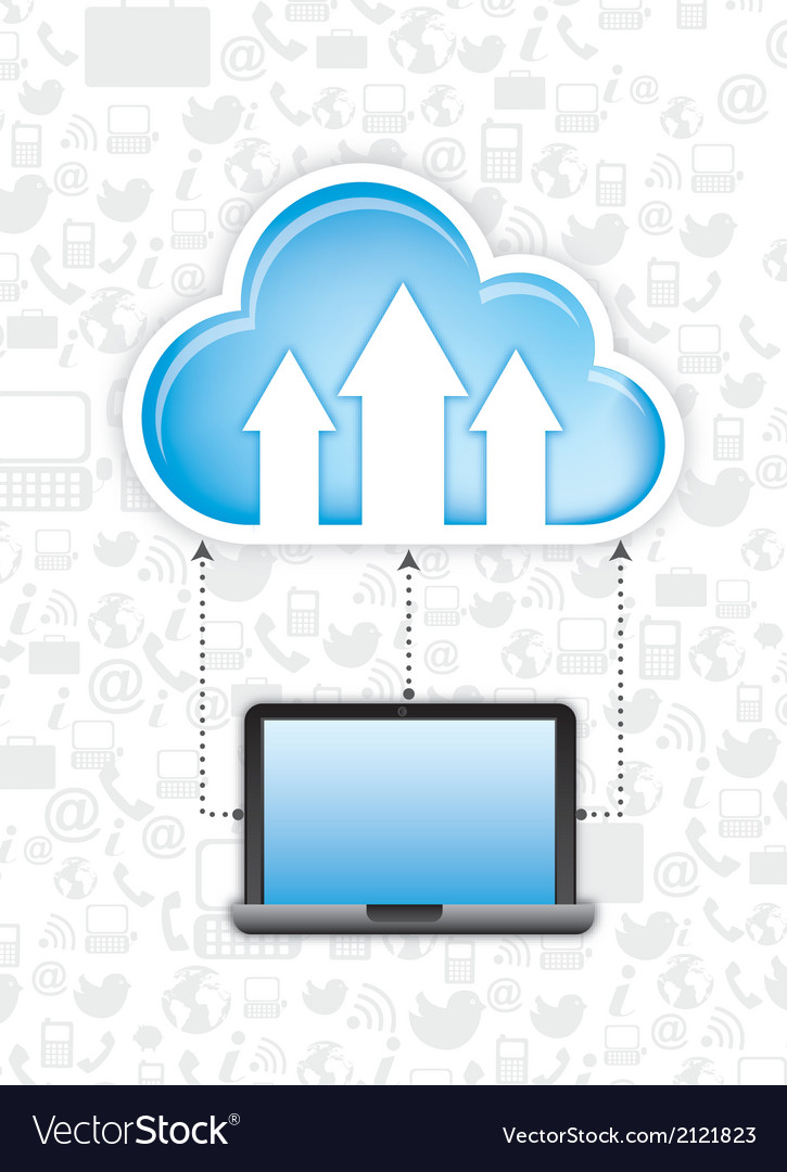 Cloud computing with laptop over silhouette icons Vector Image