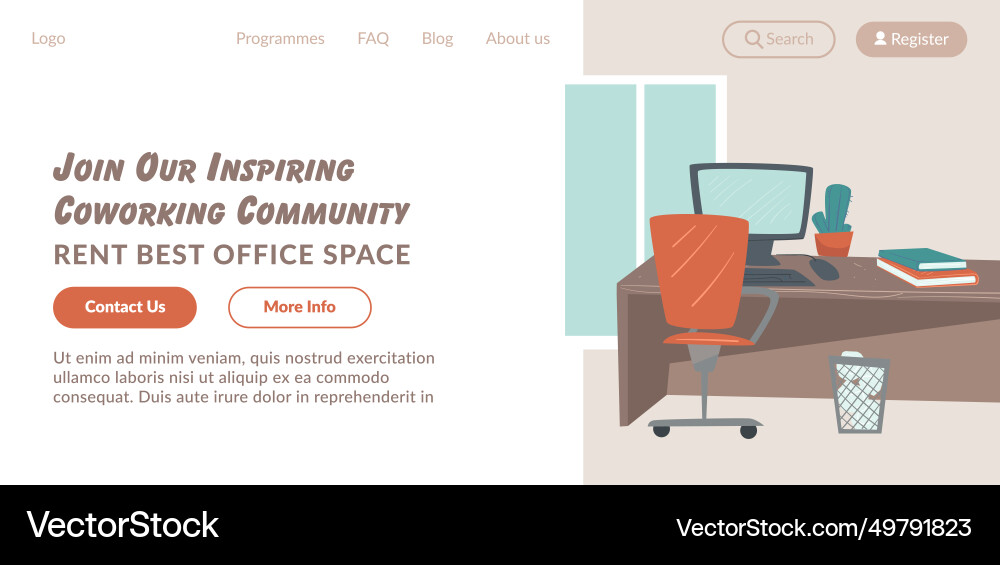 Coworking community for rent office space web Vector Image