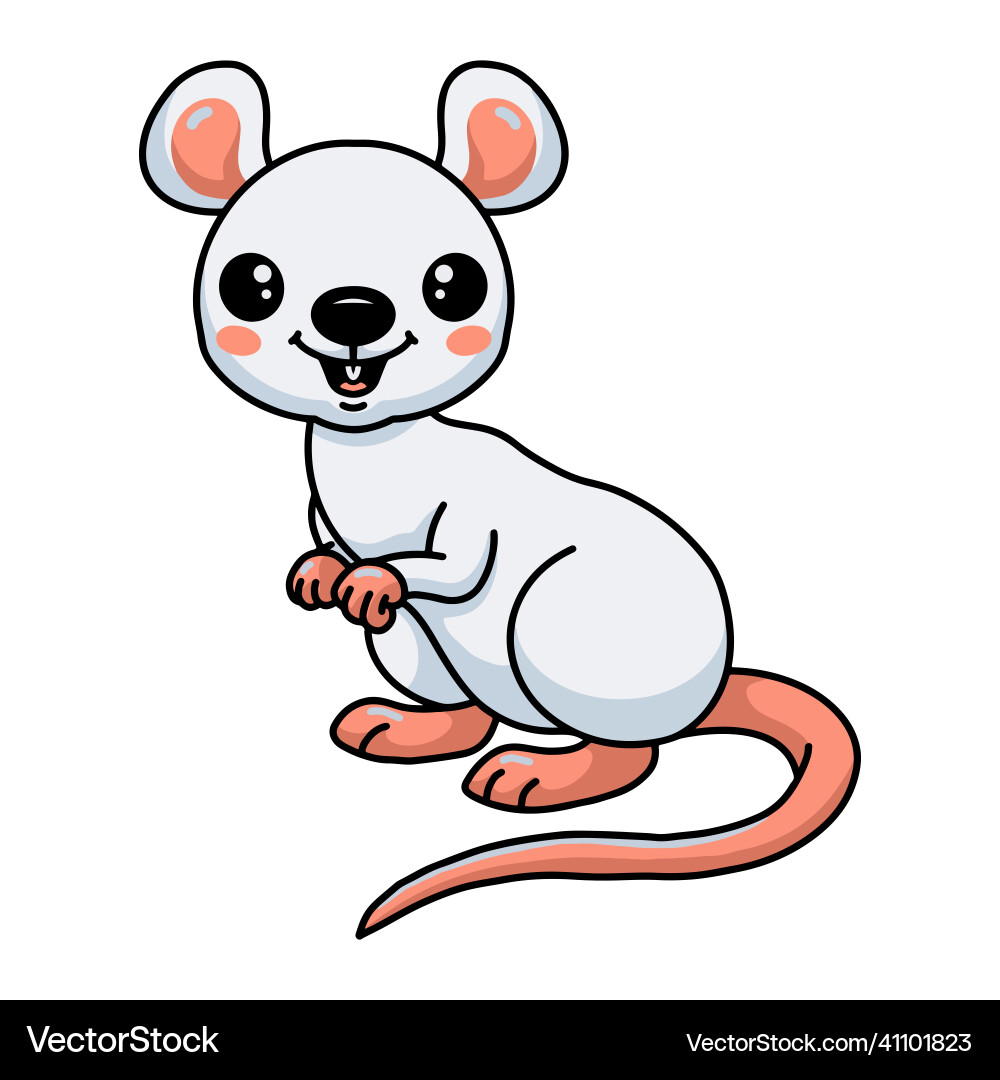 Cute little white mouse cartoon Royalty Free Vector Image