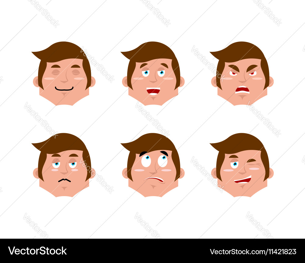 Emotions man set expressions avatar people Vector Image