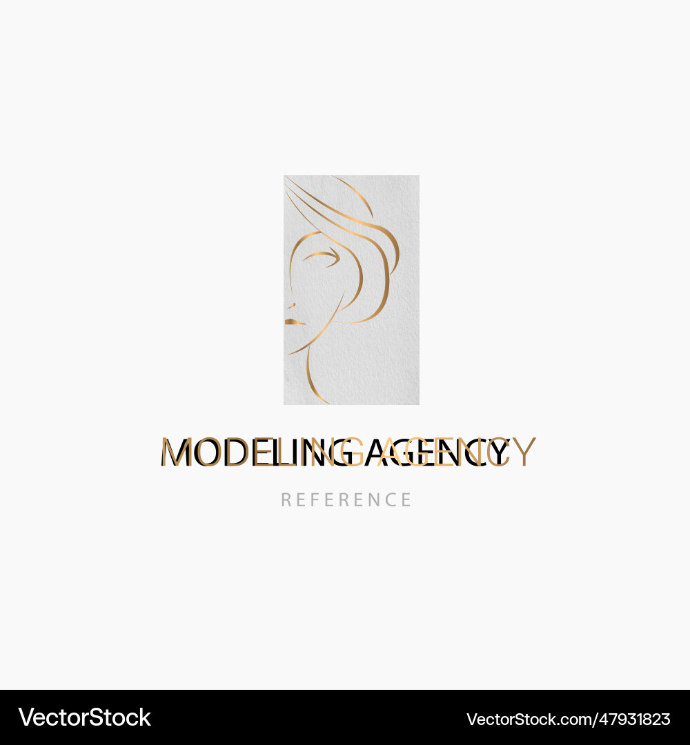 Golden minimalistic logo for a model school Vector Image