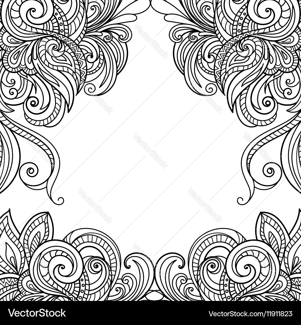 Hand-drawn floral frame Royalty Free Vector Image