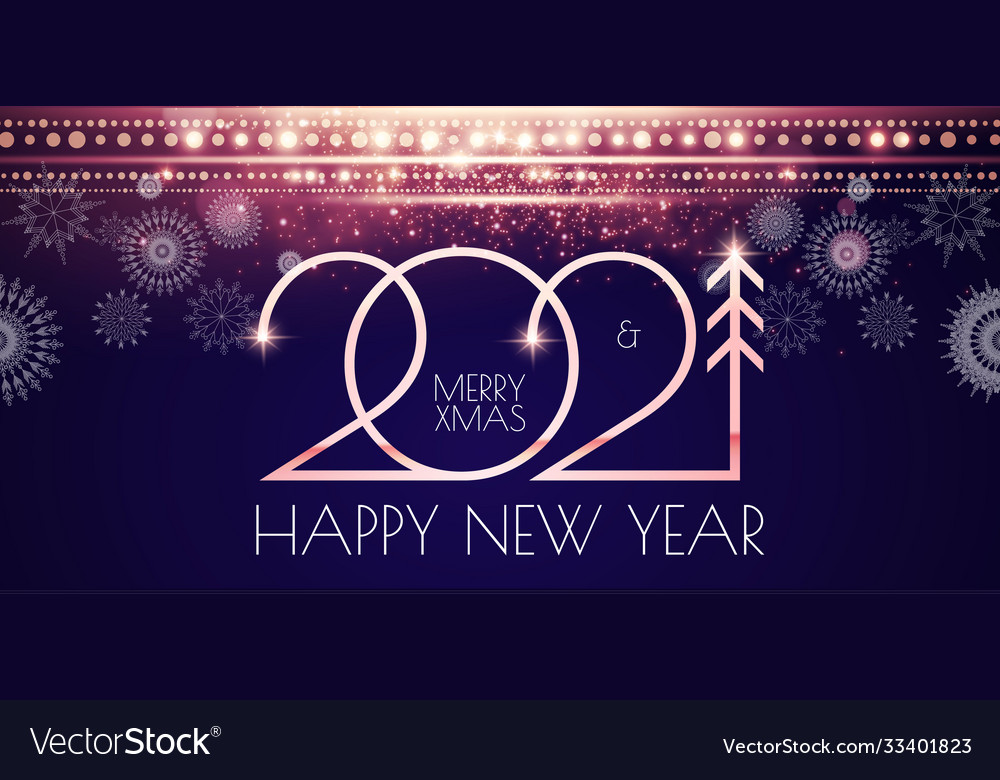 Happy new 2021 year elegant gold text with light Vector Image