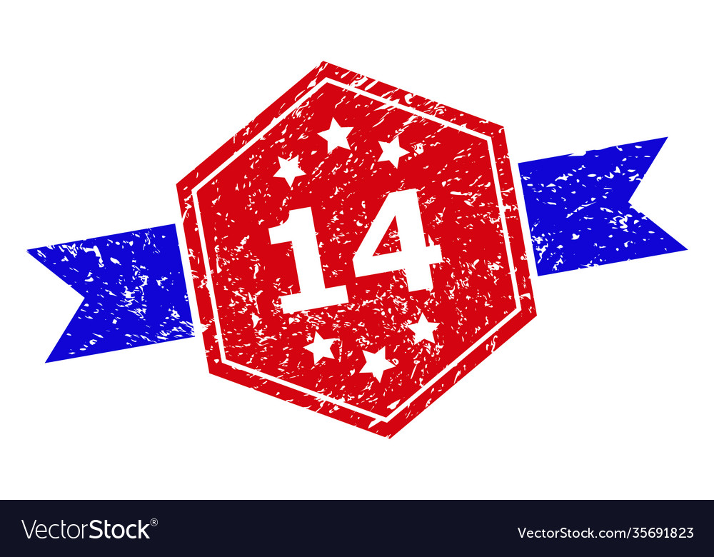 Hexagonal bicolor 14 rubber stamp with rubber Vector Image