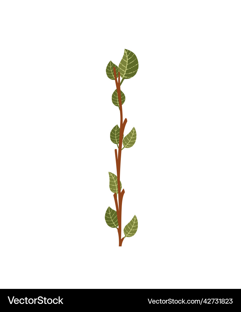 Letter i brown tree branches with green leaves Vector Image
