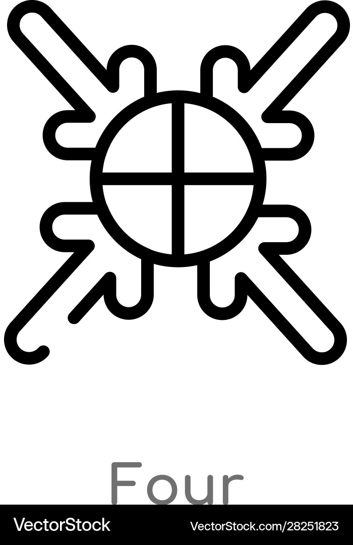 Outline four icon isolated black simple line Vector Image