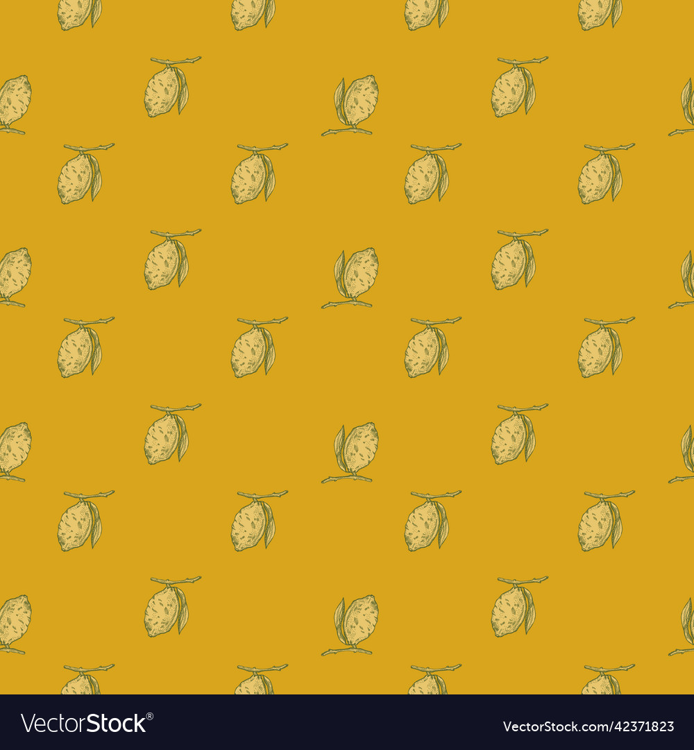 Seamless pattern lemon on branch with leaves Vector Image