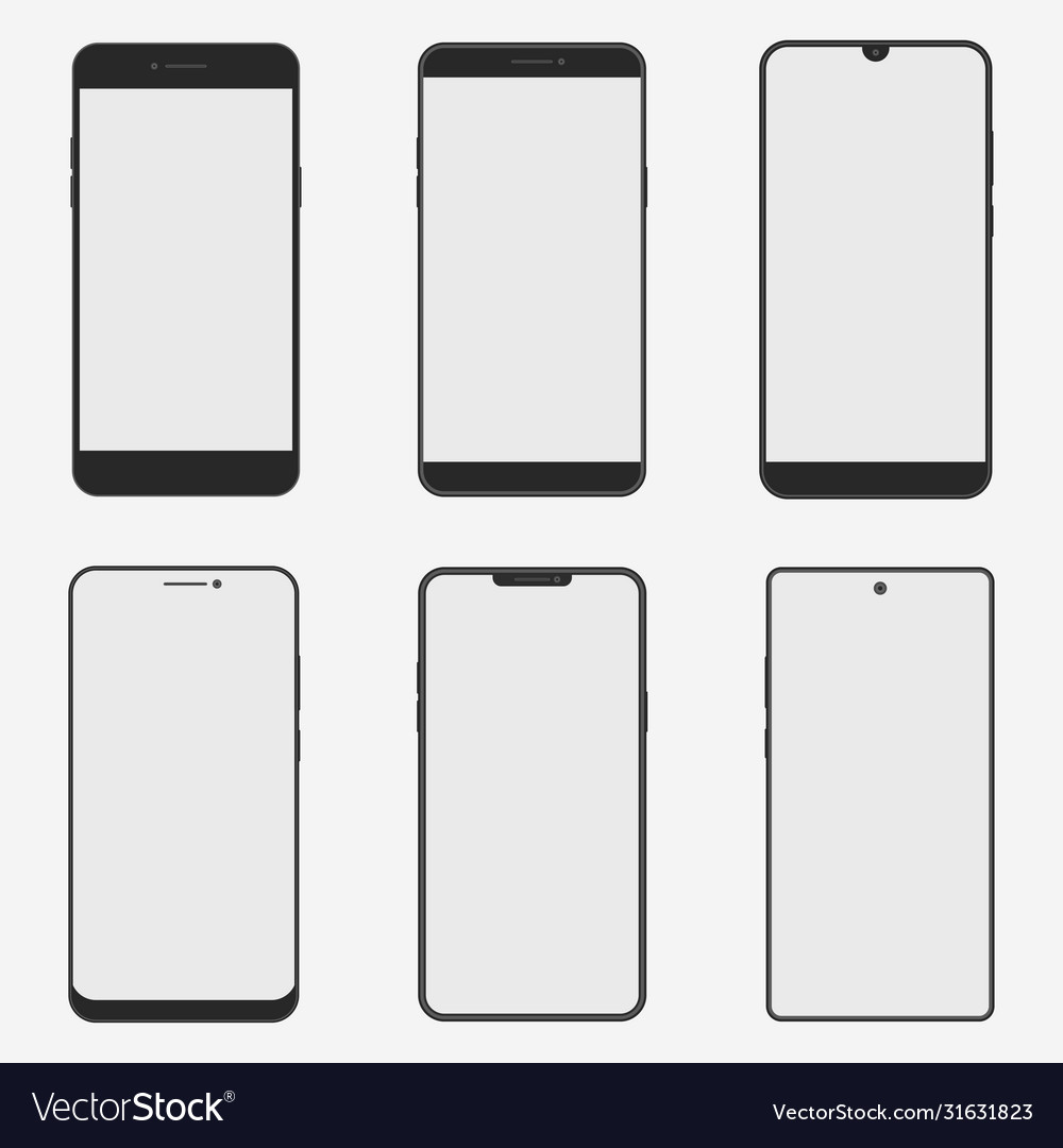 Set smartphones Royalty Free Vector Image - VectorStock