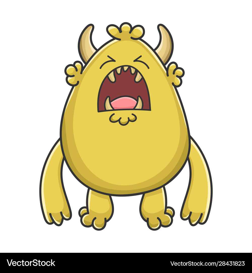 Shouting yellow goblin cartoon monster Royalty Free Vector