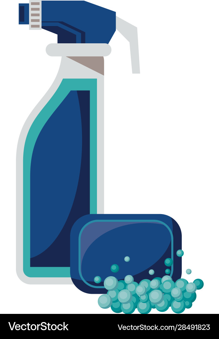 Splash bottle with soap bar product clean Vector Image