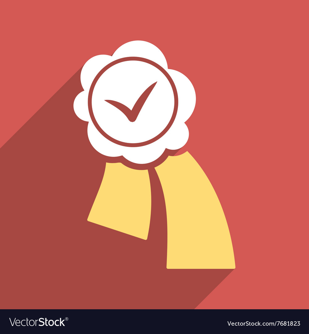 Validation seal flat longshadow square icon Vector Image