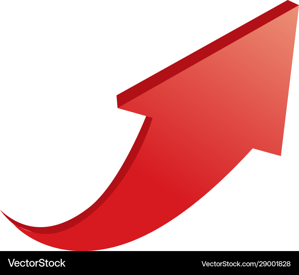 3d red arrow up isolated on white background Vector Image