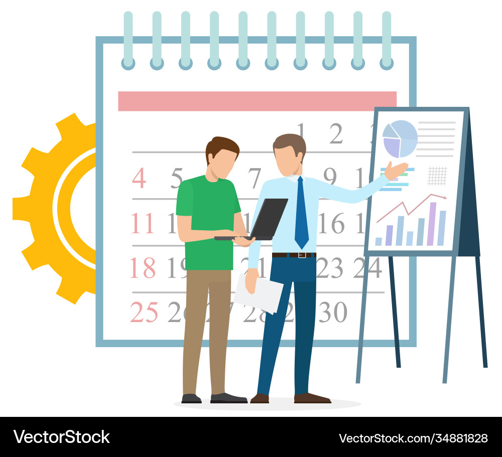 Company strategy deadline and graph report Vector Image