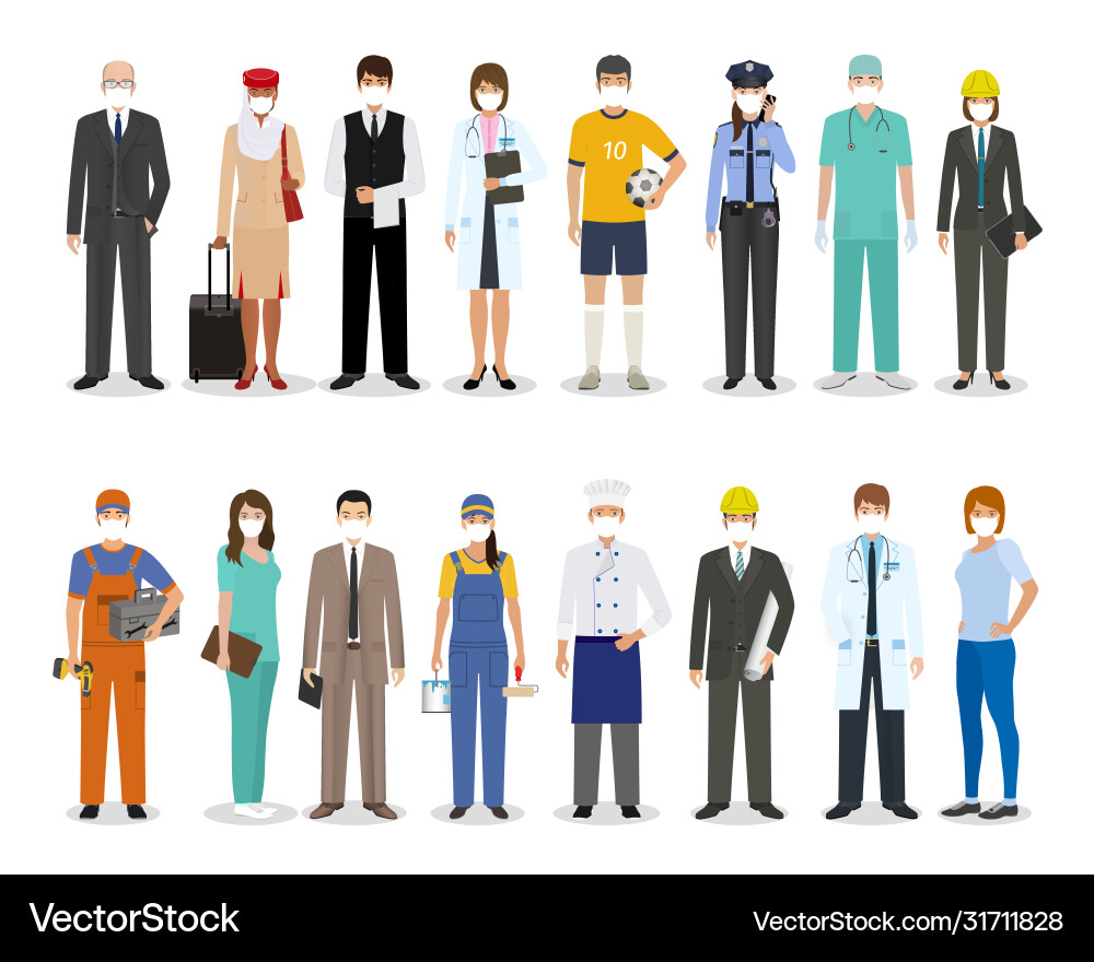 Employee and workers characters together wearing Vector Image