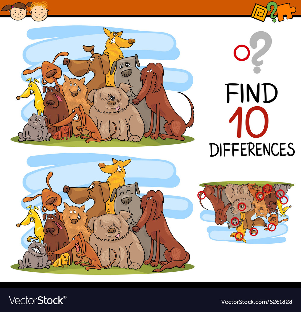 Find differences cartoon task Royalty Free Vector Image
