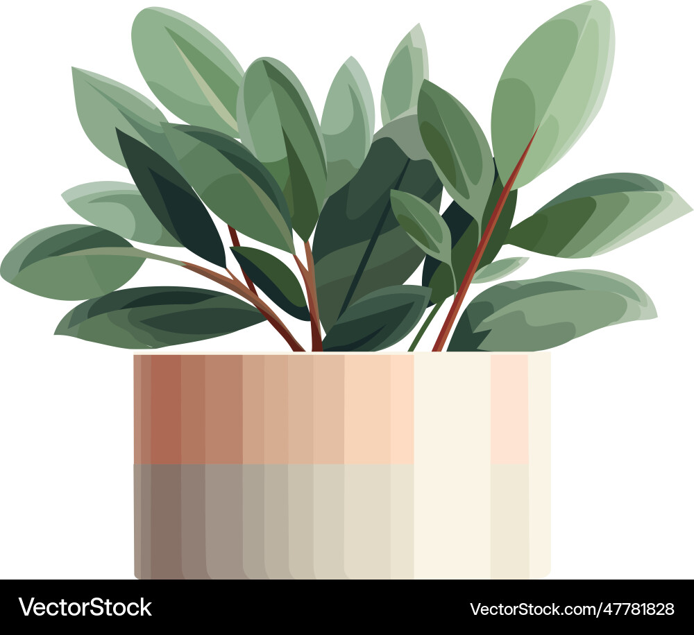 Fresh green leaves in a pot Royalty Free Vector Image