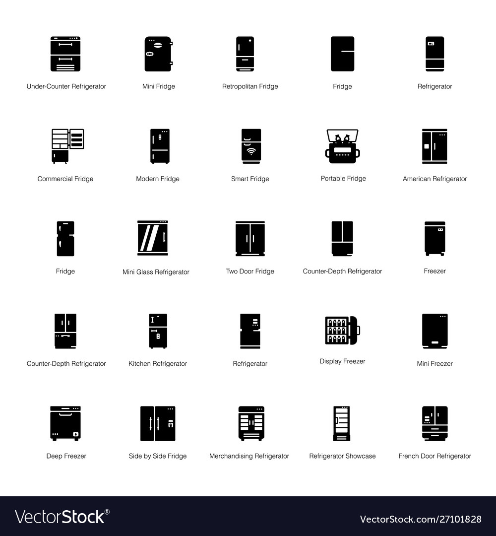 Fridge solid icons pack Royalty Free Vector Image
