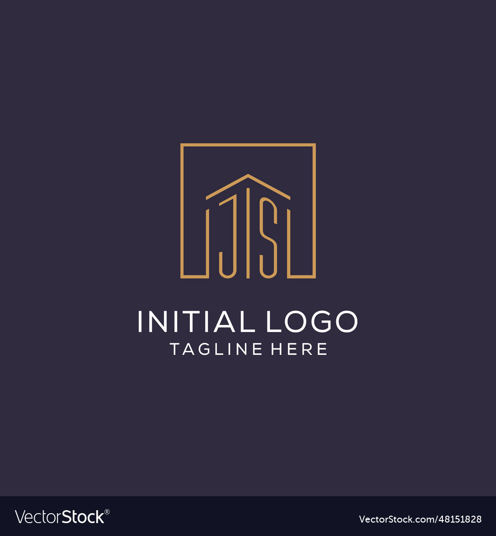 Initial js logo with square lines luxury Vector Image