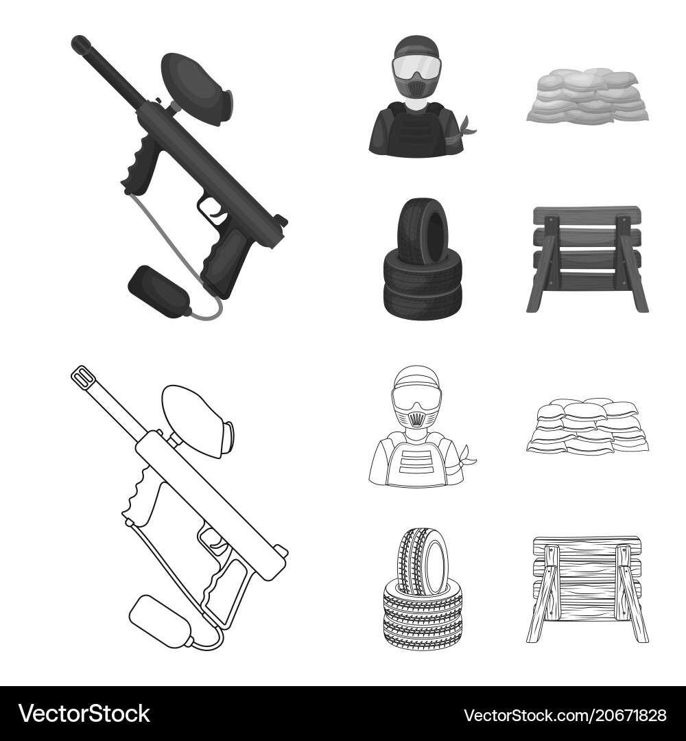 Paintball marker player and other accessories Vector Image